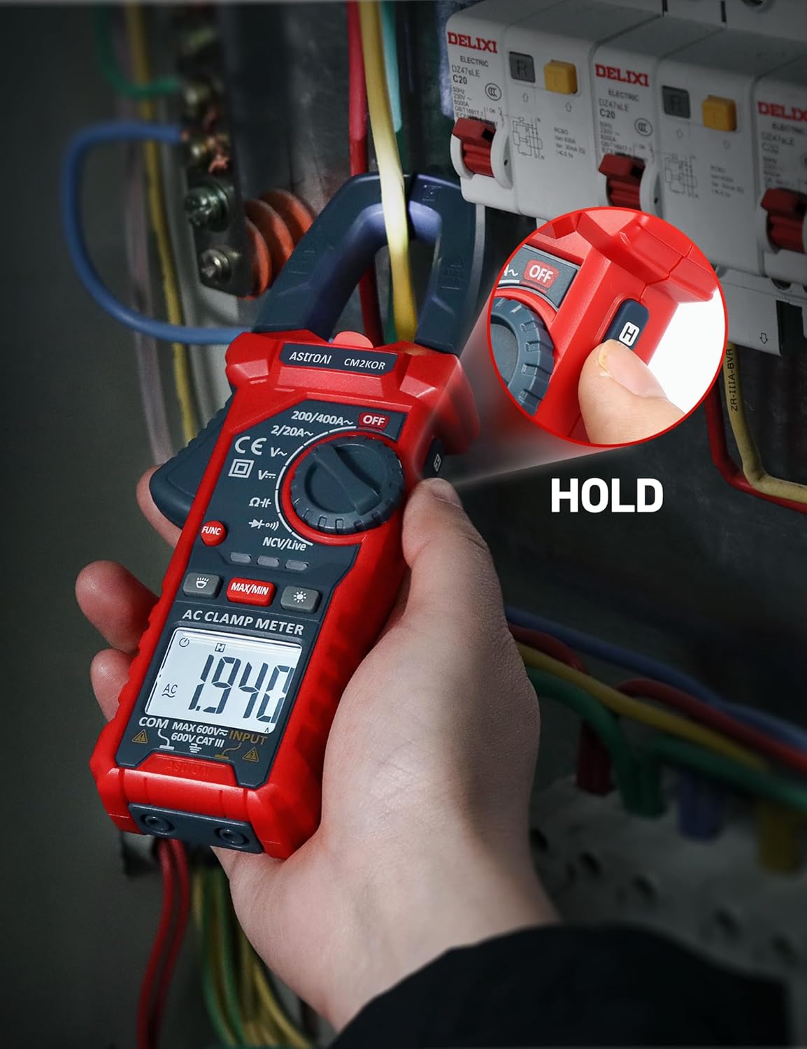AstroAI Digital Clamp Meter Multimeter 2000 Counts Amp Voltage Tester ...